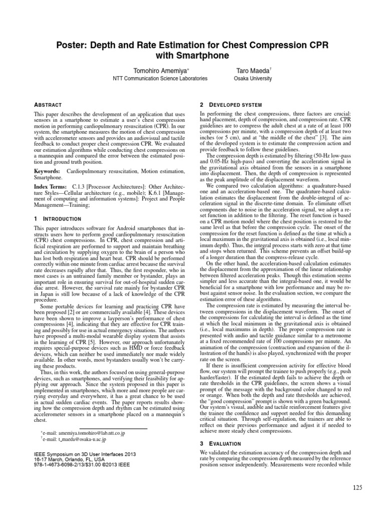 Poster Depth and Rate Estimation For Chest Compression CPR With ...