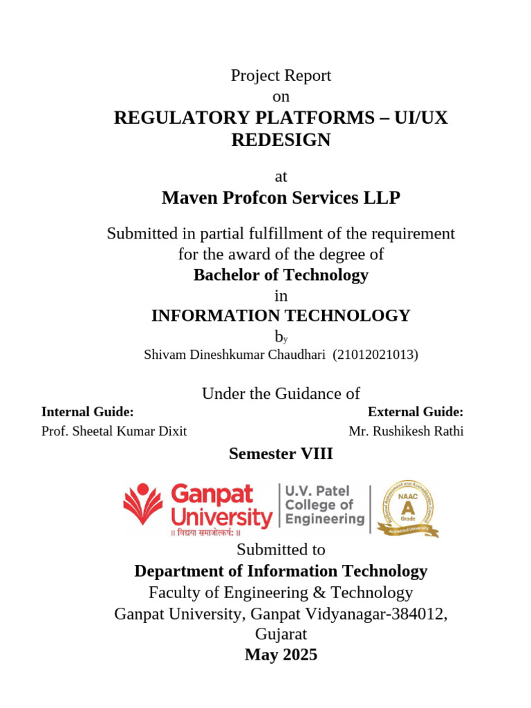 It (Btech) Title Page Certificate Format Project | PDF | Software ...