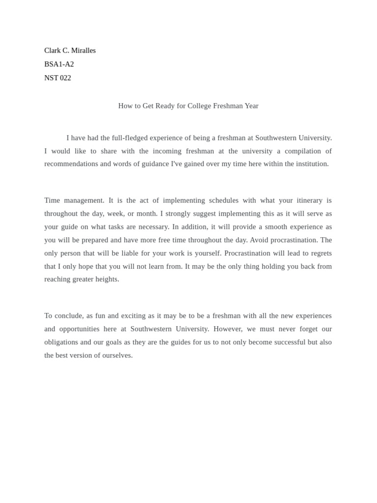 Miralles - Clark - BSA1-A2 - How To Get Ready For College Freshman Year ...