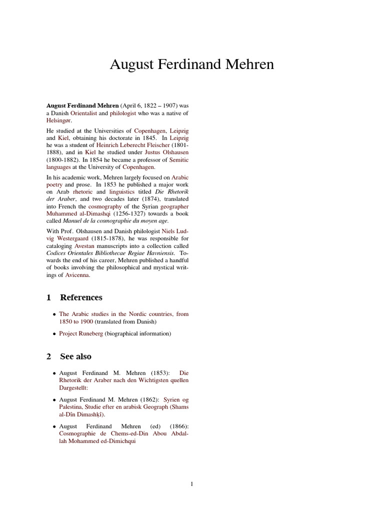 August Ferdinand Mehren | PDF