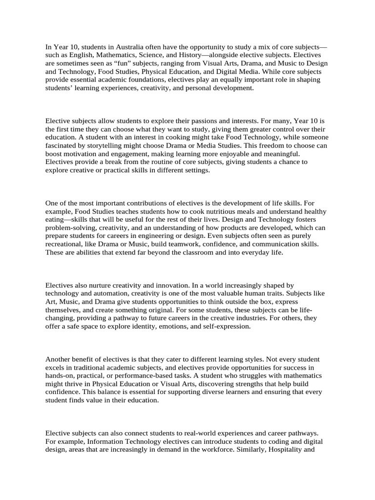 The Importance of Electives in Education | PDF | Creativity | Learning