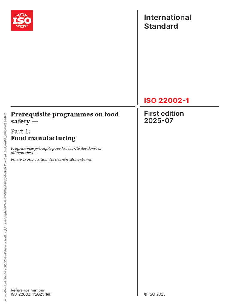 ISO 22002-1:2025 Food Safety Standards | PDF | International ...