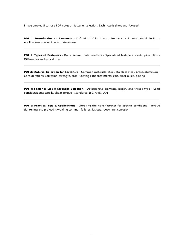 Fastener Selection Pdfs | PDF