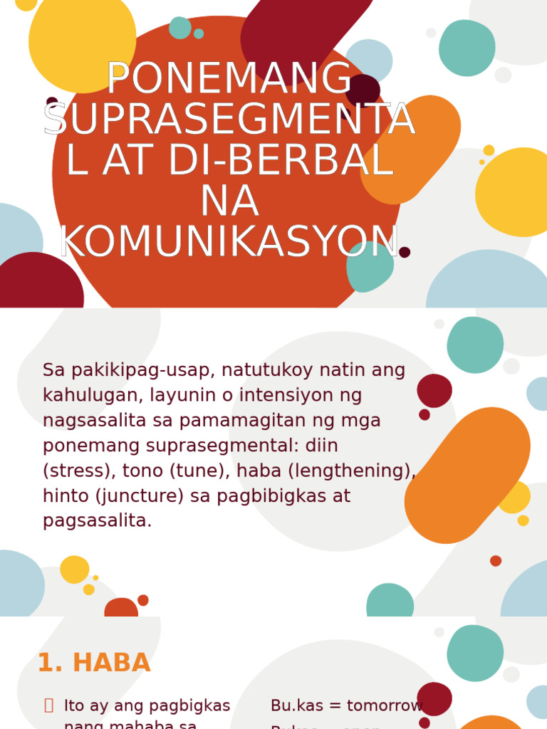 1 Ponemang Suprasegmental at Di-Berbal Na Komunikasyon | PDF