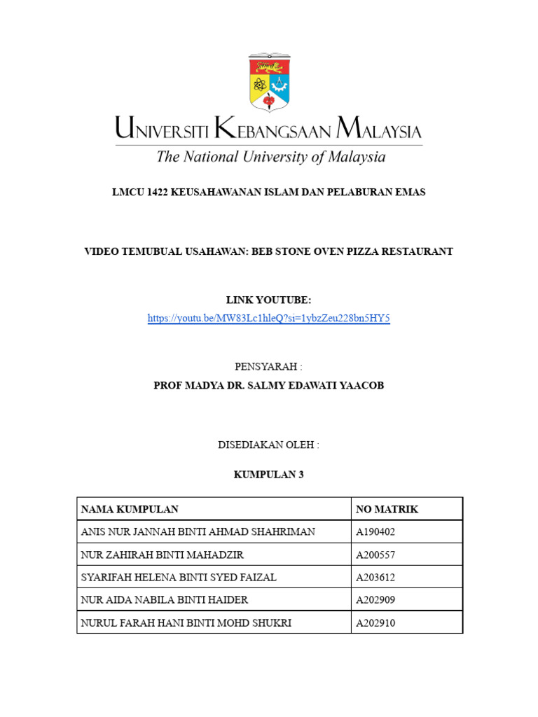 Kumpulan 3 Tugasan - Temubual Usahawan | PDF