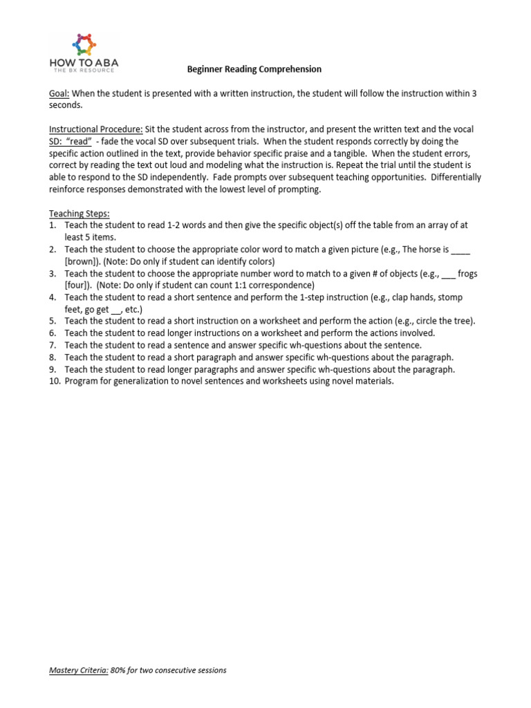 Beginner Reading Comprehension Guide | PDF | Reading Comprehension ...