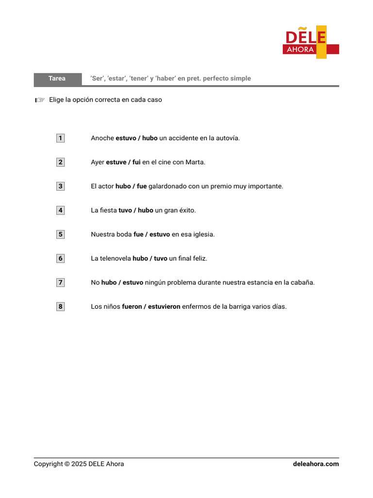Ser Estar Tener y Haber en Pret Perfecto Simple | PDF