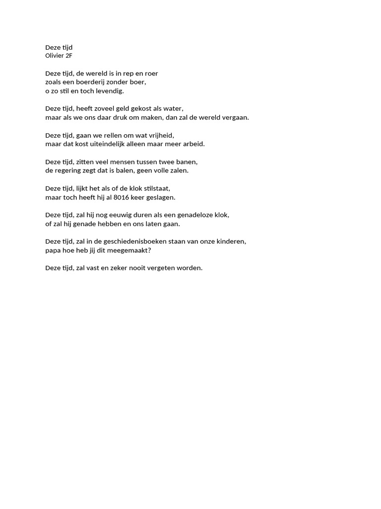 Deze Tijd NL Gedicht | PDF