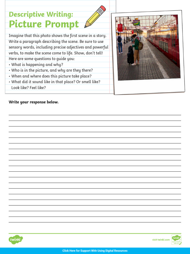 Digital Descriptive Writing Picture Prompt Train Station | PDF