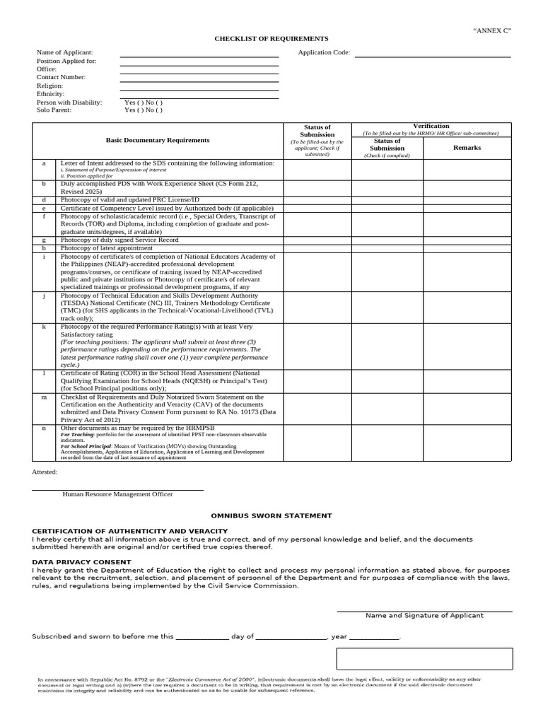 Checklist of Requirements | PDF | Notary Public