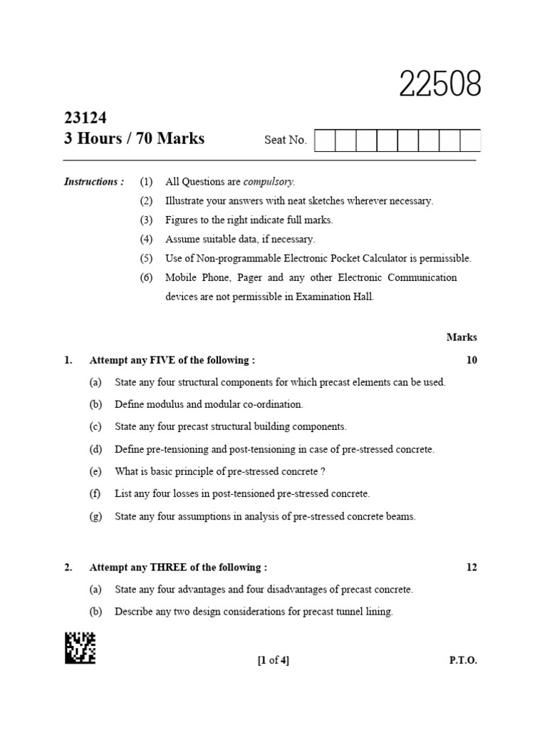 2023 Winter Question Paper (Msbte Study Resources) | PDF | Prestressed Concrete | Elasticity ...