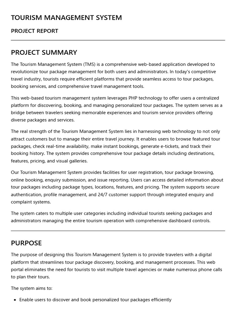 Web-Based Tourism Management System | PDF | Databases | Php
