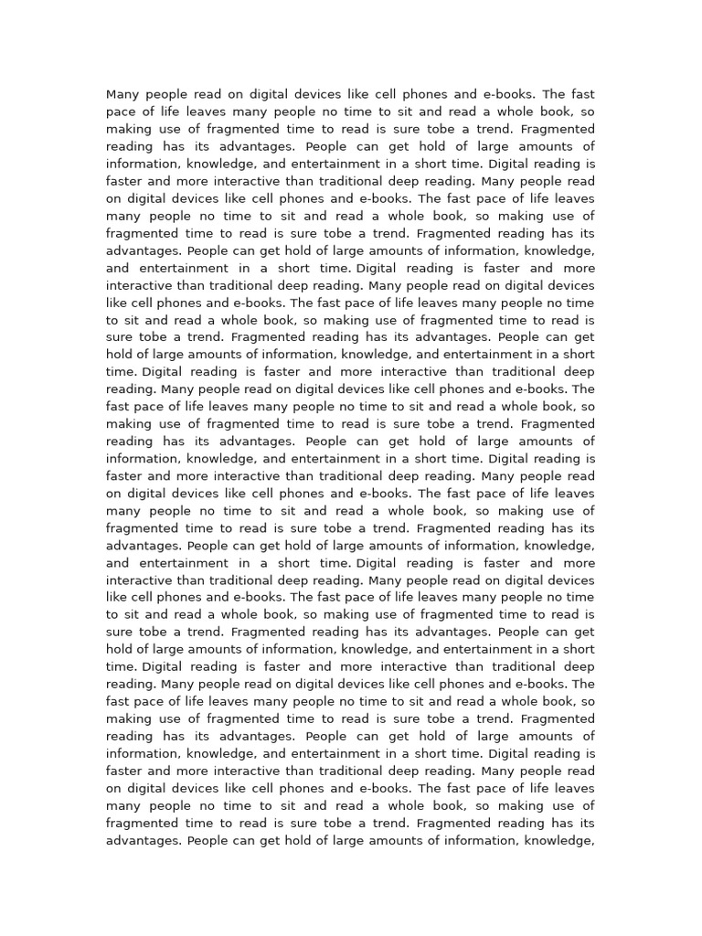 Benefits of Fragmented Digital Reading | PDF | Telecommunications ...