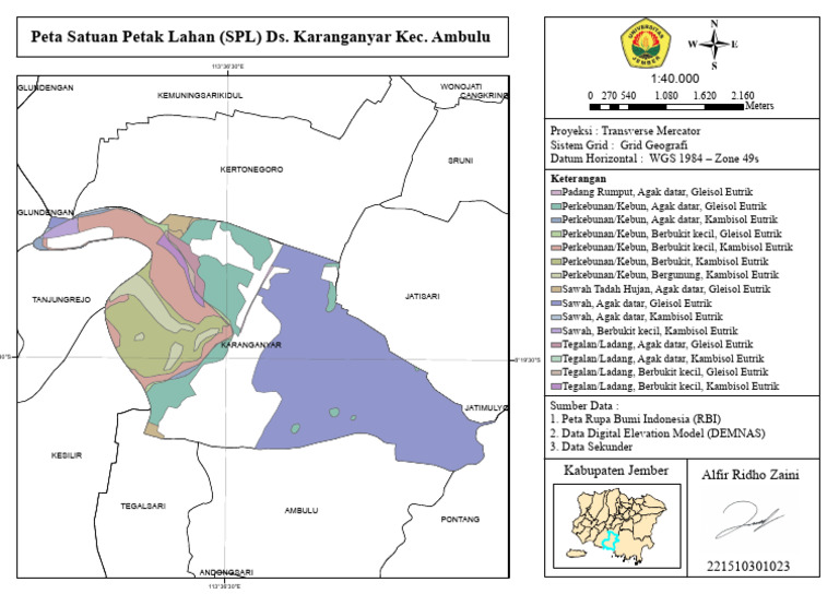 Peta Satuan Petak Lahan (SPL) Ds. Karanganyar Kec. Ambulu | PDF