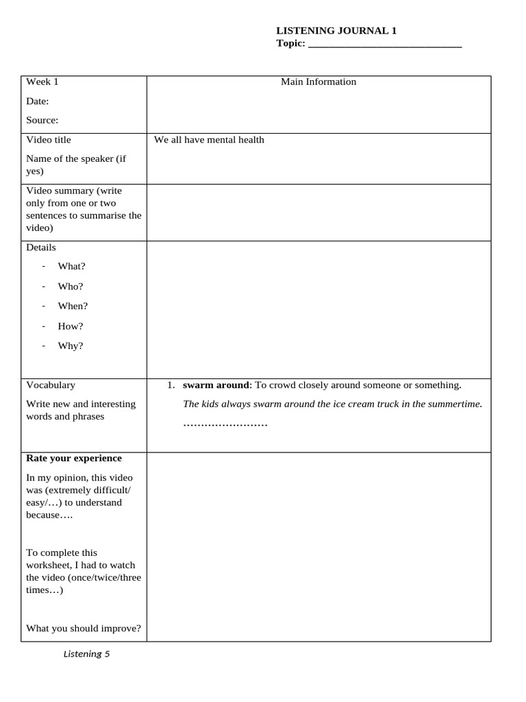 Listening Journal | PDF