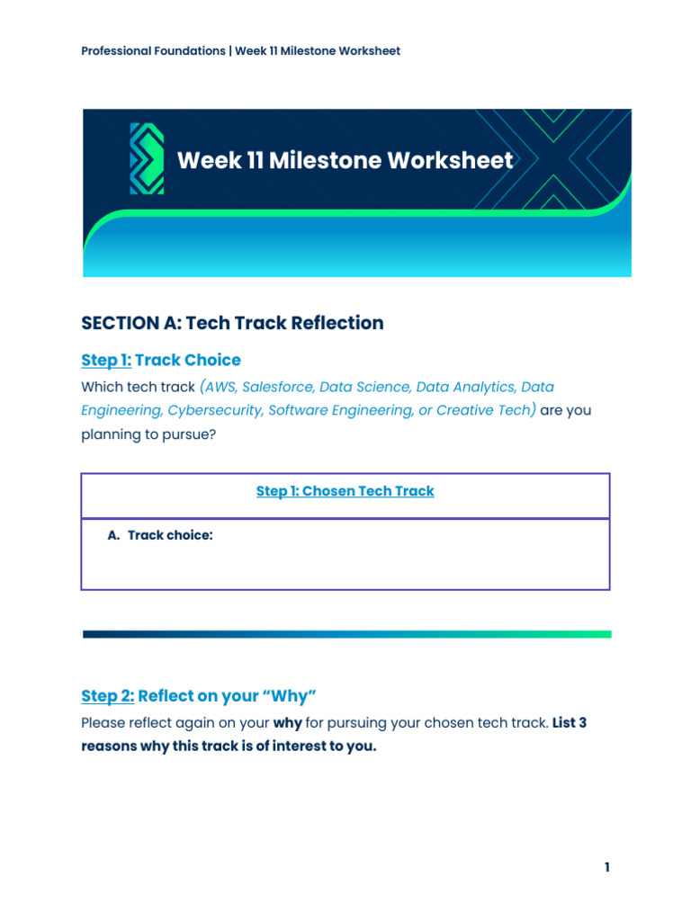 Week 11 Milestone Worksheet - Professional Foundations | PDF