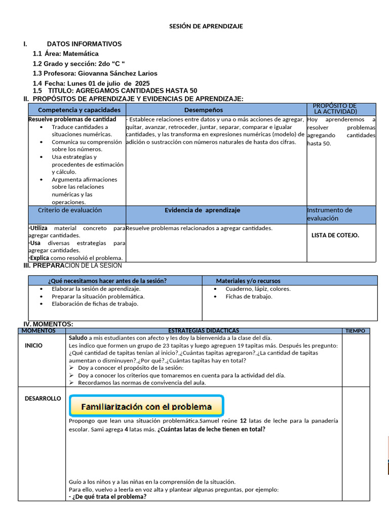 Agregamos Cantidades Hasta 50 30-06 | PDF | Aprendizaje | Cognición