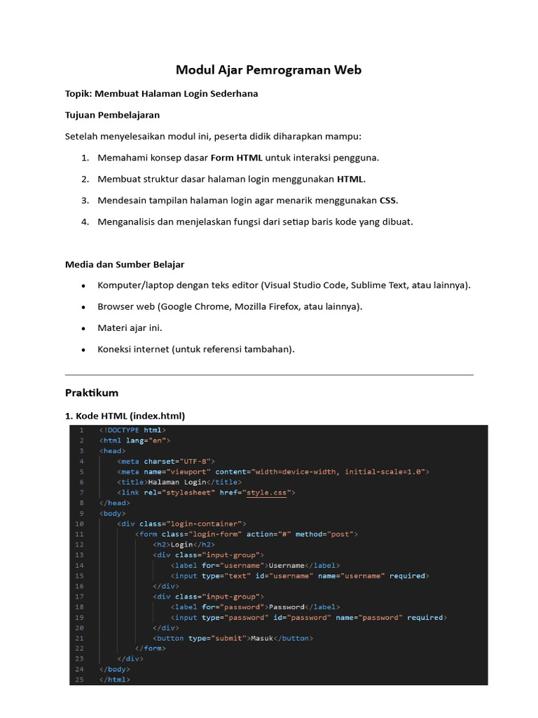 MODUL 3 - Membuat Halaman Login | PDF