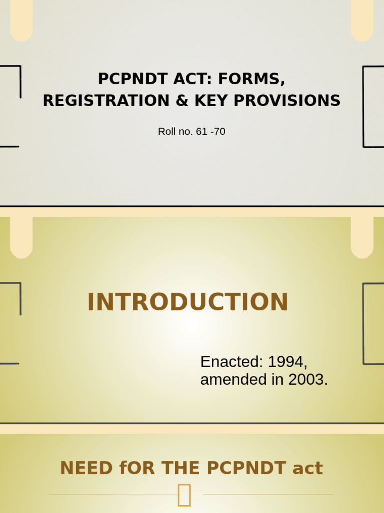 PCPNDT Act Forms, Registration & Key Provisions - pptx-1 2 | PDF ...