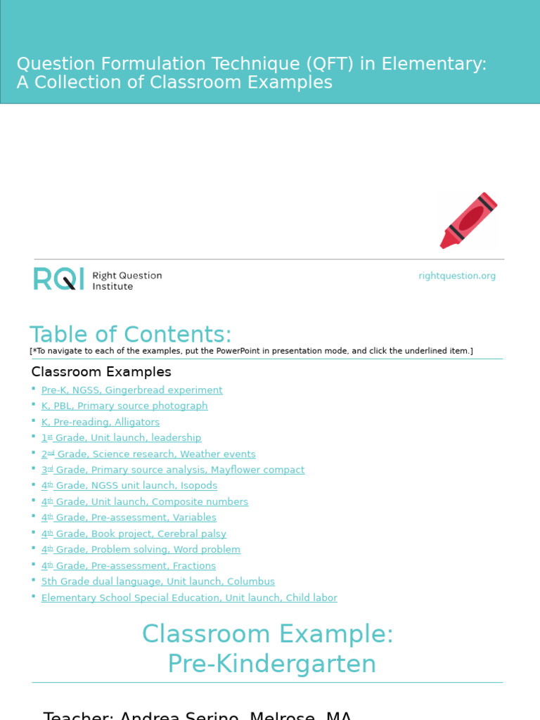 RQI Resource Question Formulation Technique in The Elementary Classroom ...