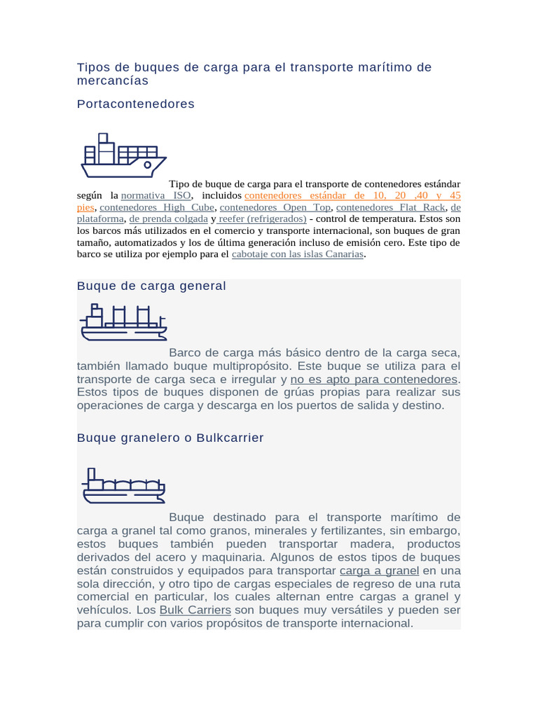 Tipos de Buques de Carga | PDF | Barco de carga | Petróleo