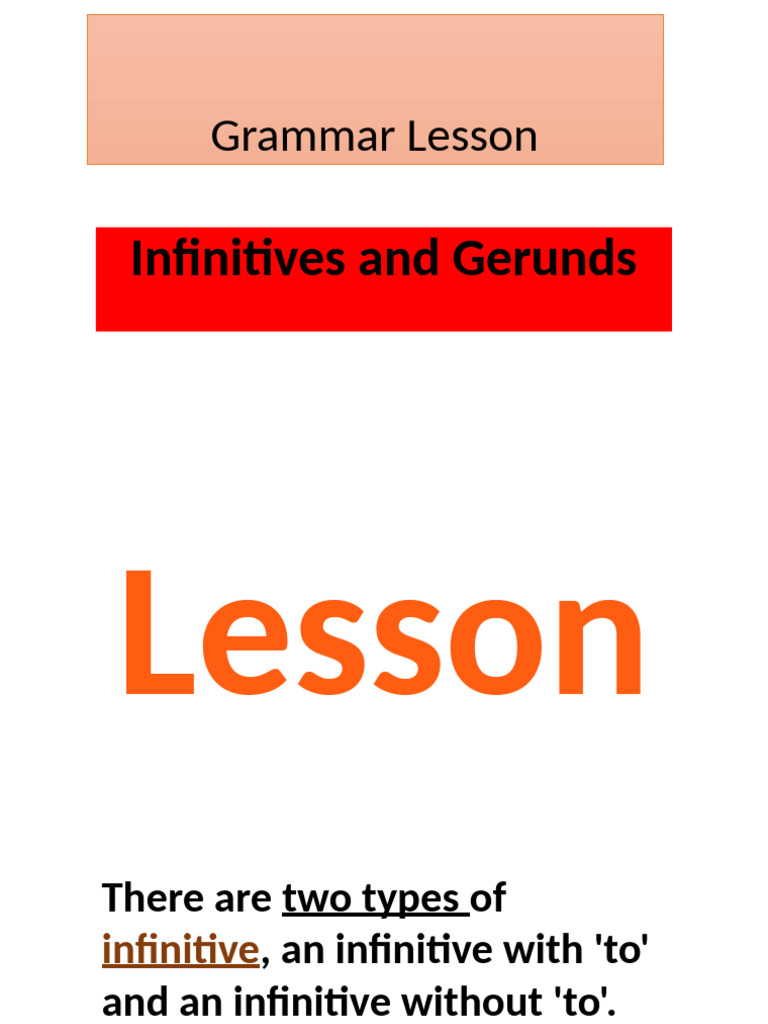 Infinitives and Gerunds Explained | PDF | Language Mechanics ...