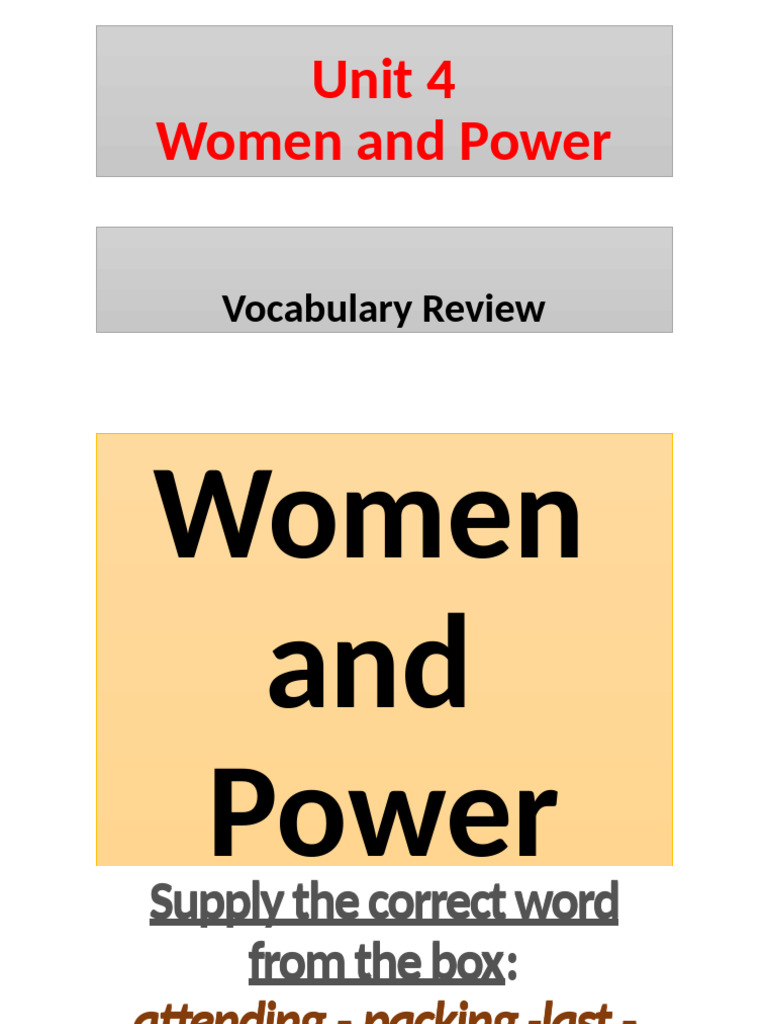 Women Empowerment Vocabulary Review | PDF | Woman