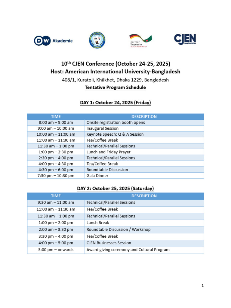 10th CJEN Conference Schedule 2025 | PDF
