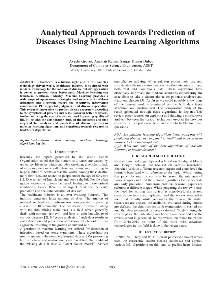 Disease Prediction with Machine Learning | PDF | Machine Learning | Big ...