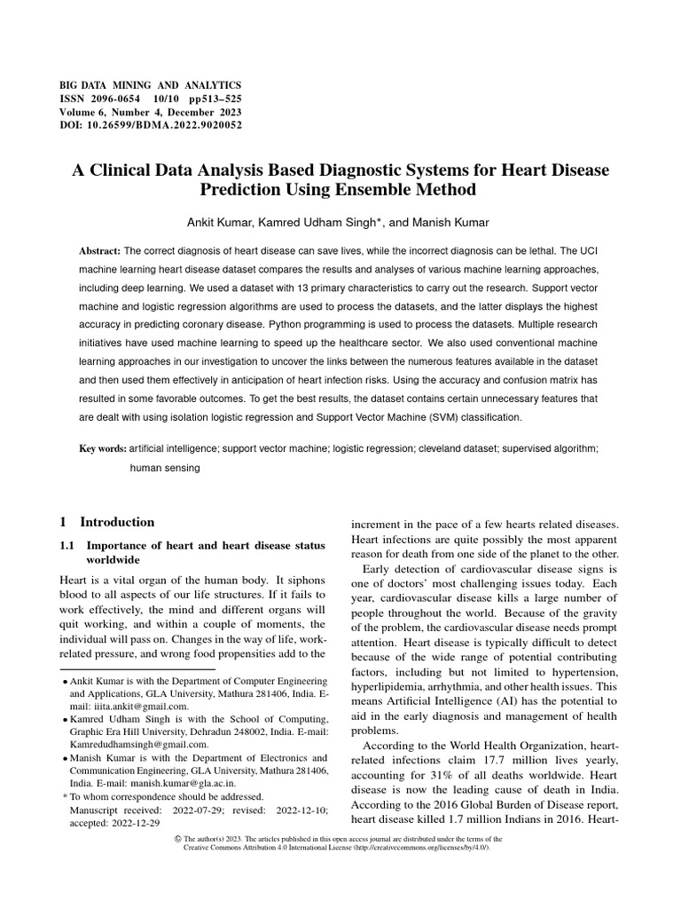 A Clinical Data Analysis Based Diagnostic Systems For Heart Disease ...