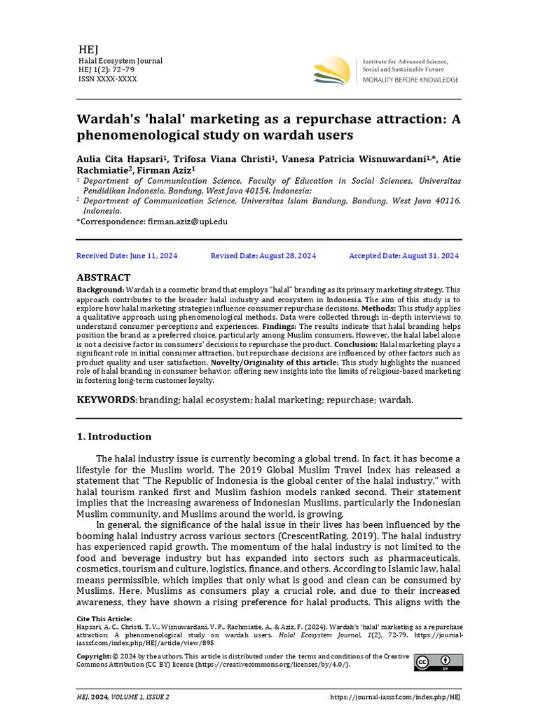 Wardah's Halal Marketing Impact on Repurchase | PDF | Brand | Cosmetics