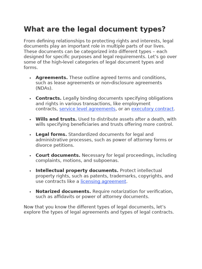 What Are The Legal Document Types | PDF