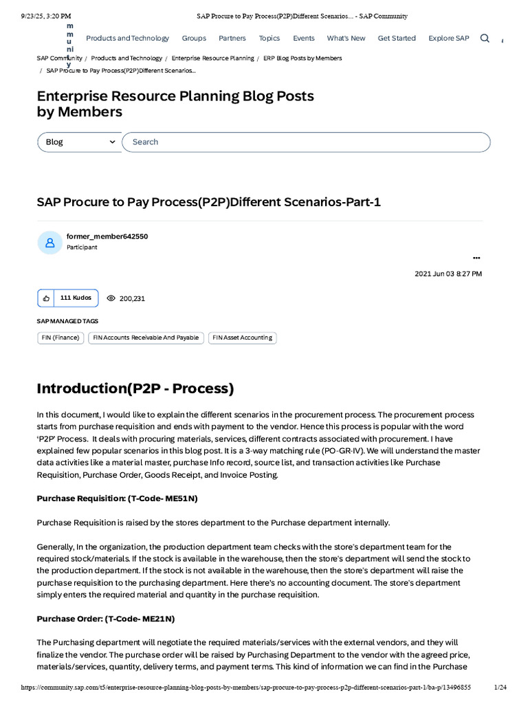 SAP Procure To Pay Process (P2P) Different Scenarios... - SAP Community ...