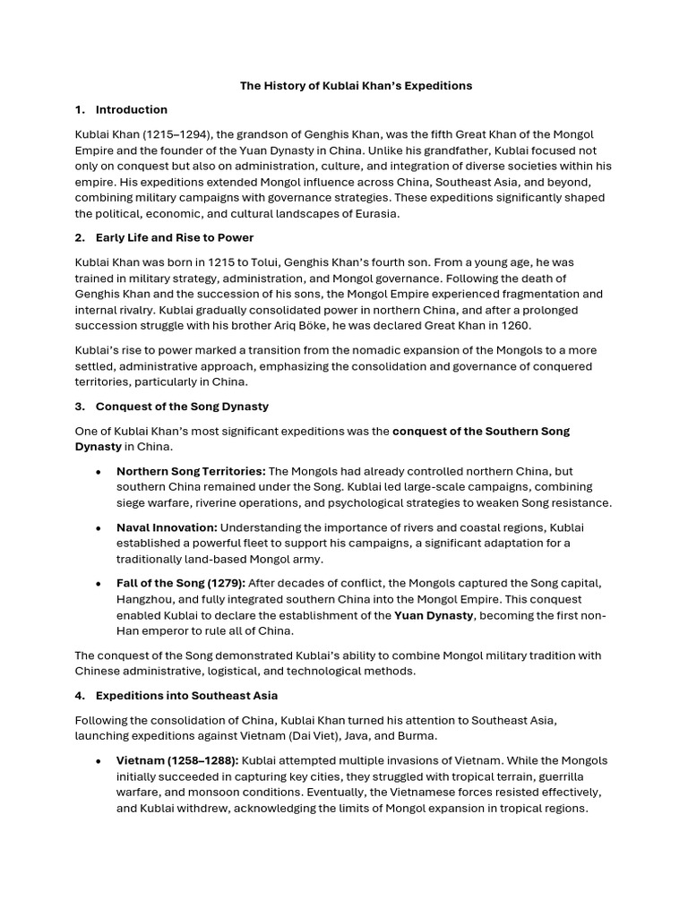 The History of Kublai Khan | PDF | Mongol Empire | China