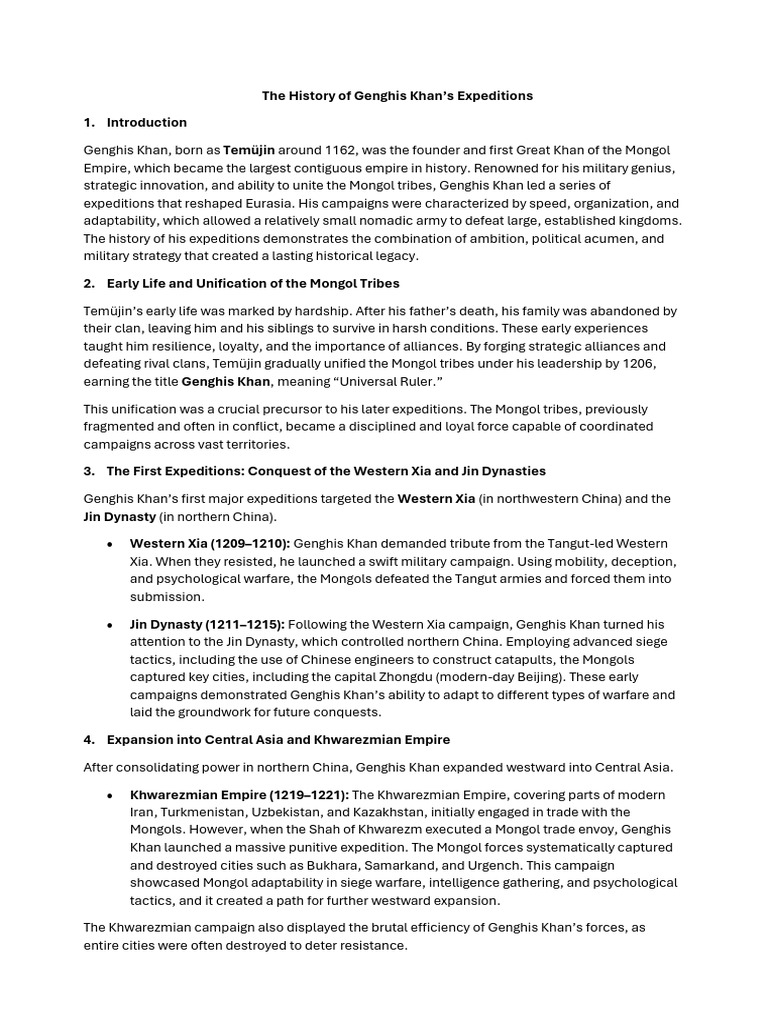 The History of Genghis Khan | PDF | Genghis Khan | Mongol Empire