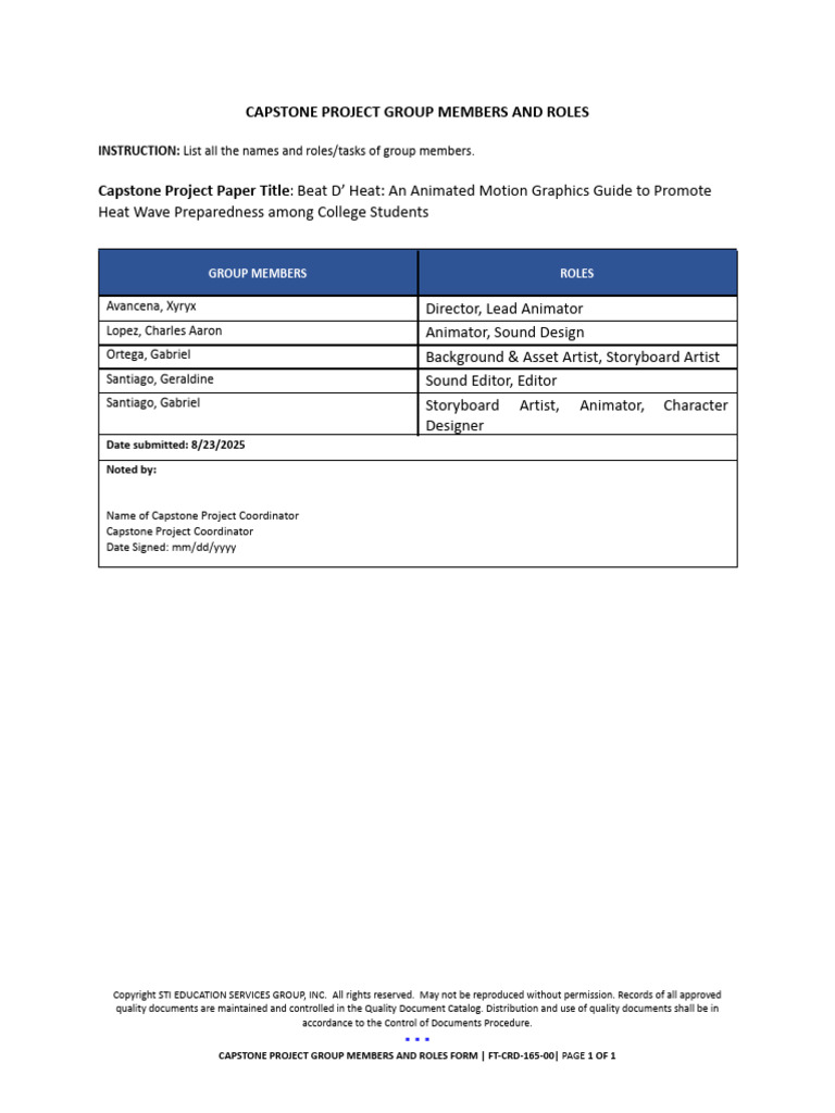 PDF-FT-CRD-165-00 Capstone Project Group Members and Roles Form | PDF