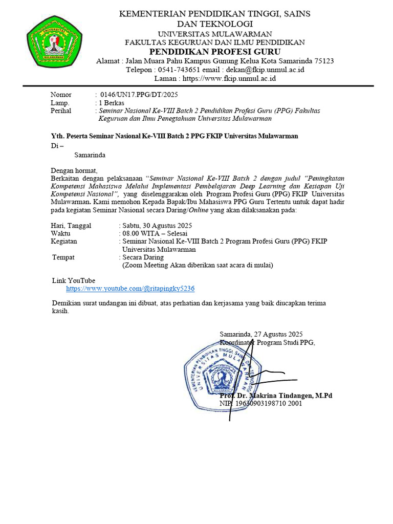 Seminar Nasional PPG Universitas Mulawarman | PDF