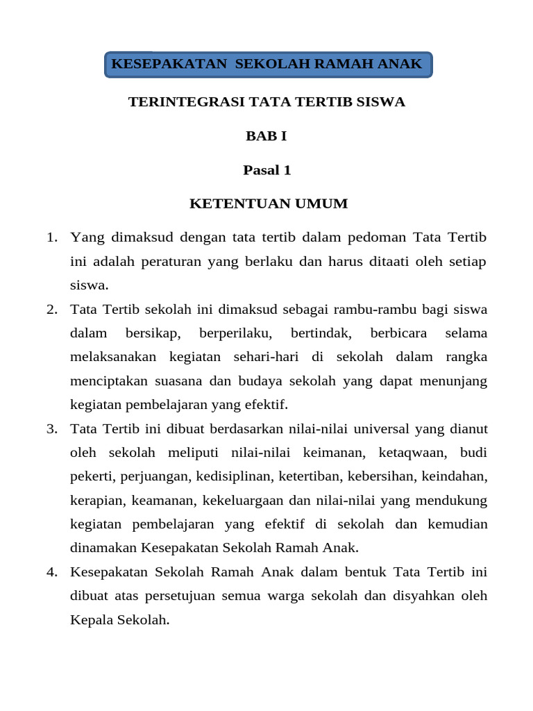 Kesepakatan SRA Terintegrasi Tata Tertib ESEMSAGA | PDF