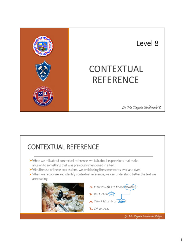 8th - L0.5 - Contextual Reference | PDF | Pronoun | Noun