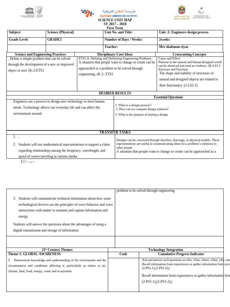 Grade 2 Science Unit Map: Engineering & Matter | PDF | Water | Science