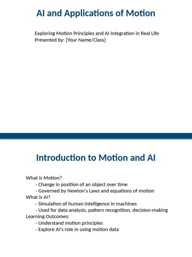 AI and Motion Applications Designed | PDF