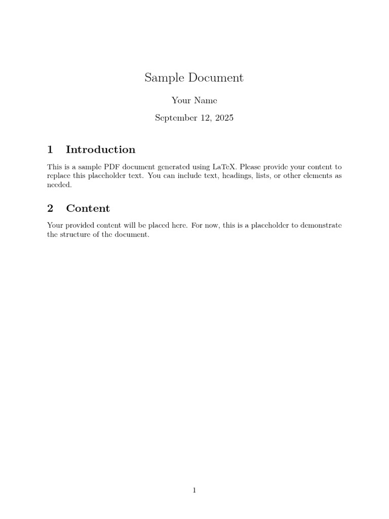Sample Document: Your Name September 12, 2025 | PDF