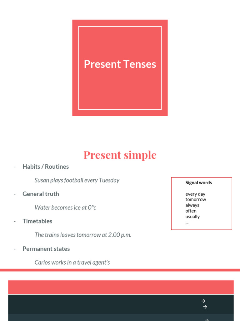 Summary Present Past Tenses | PDF | Linguistic Morphology | Language ...