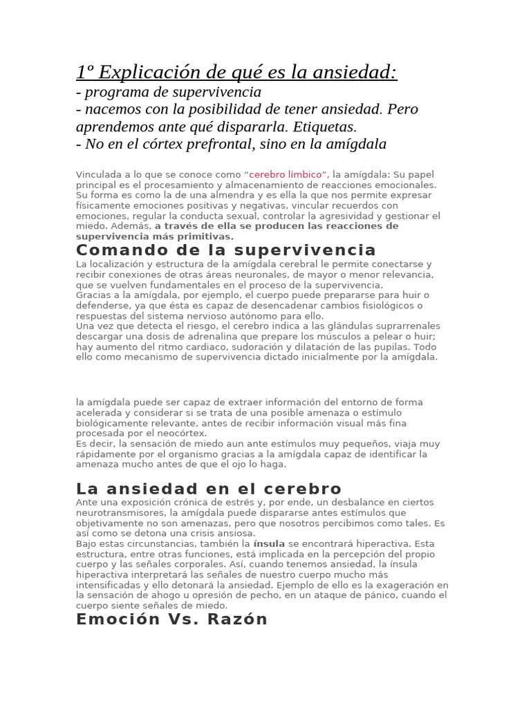 Comprendiendo la Ansiedad y su Cerebro | PDF | Las emociones | Amígdala