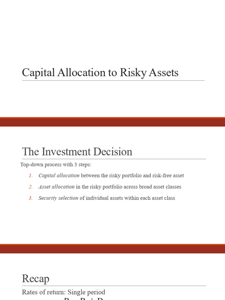 Capital Allocation To Risky Assets | PDF | Risk Aversion | Risk