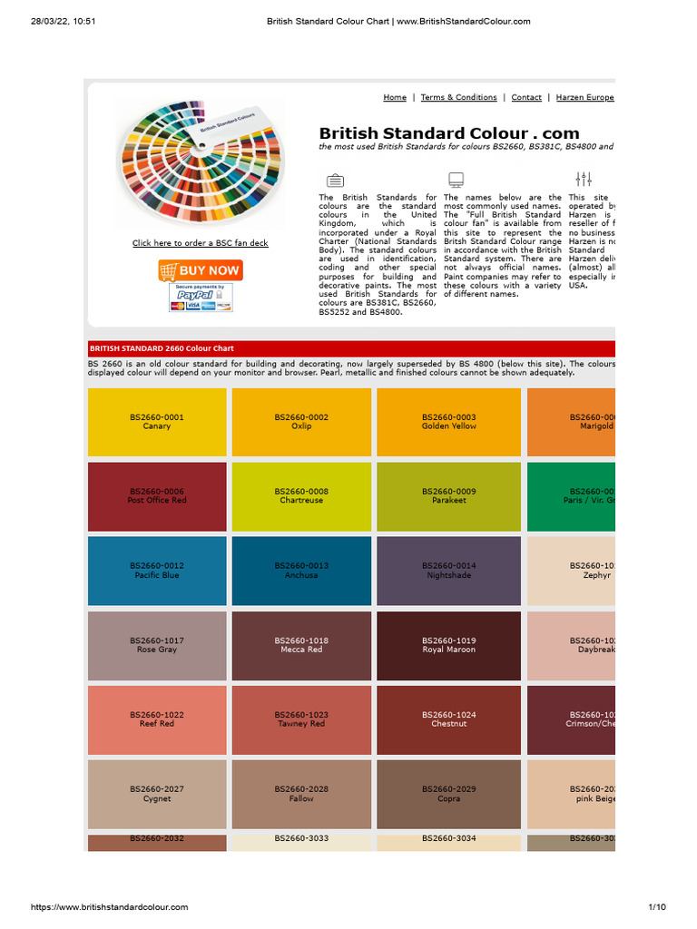 British Standard Colour Chart Overview | PDF | Graphic Design | Color