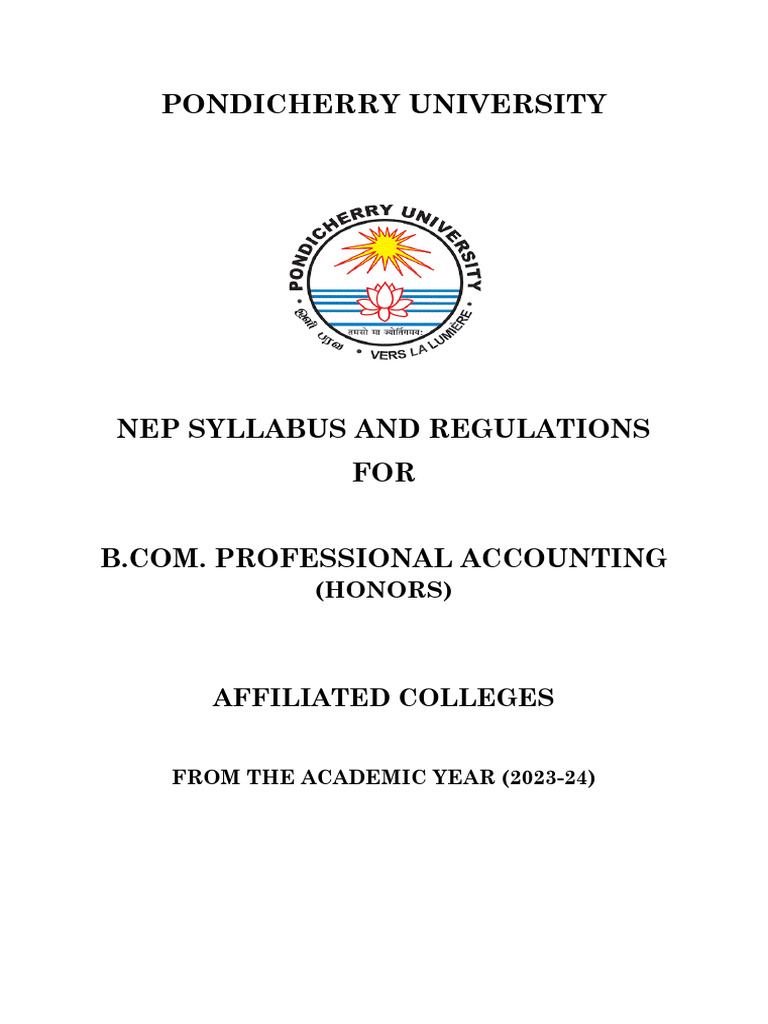 Syllabus Affiliated ArtsScience B.com - Honors Professional Accounting I II Semesters NEP 2023 ...