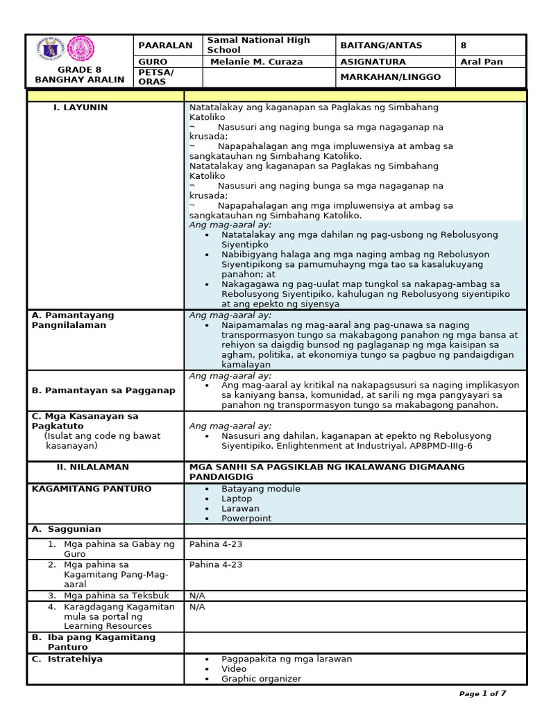 Cot - Lesson Plan Ap 8 Siyentipiko | PDF