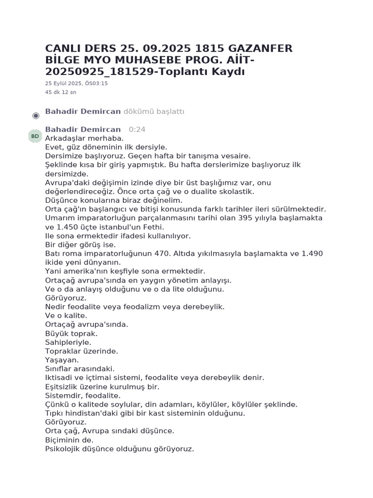 Canli Ders 25. 09.2025 18 - 15 Gazanfer Bi̇lge Myo Muhasebe Prog. Ai̇i̇t | PDF