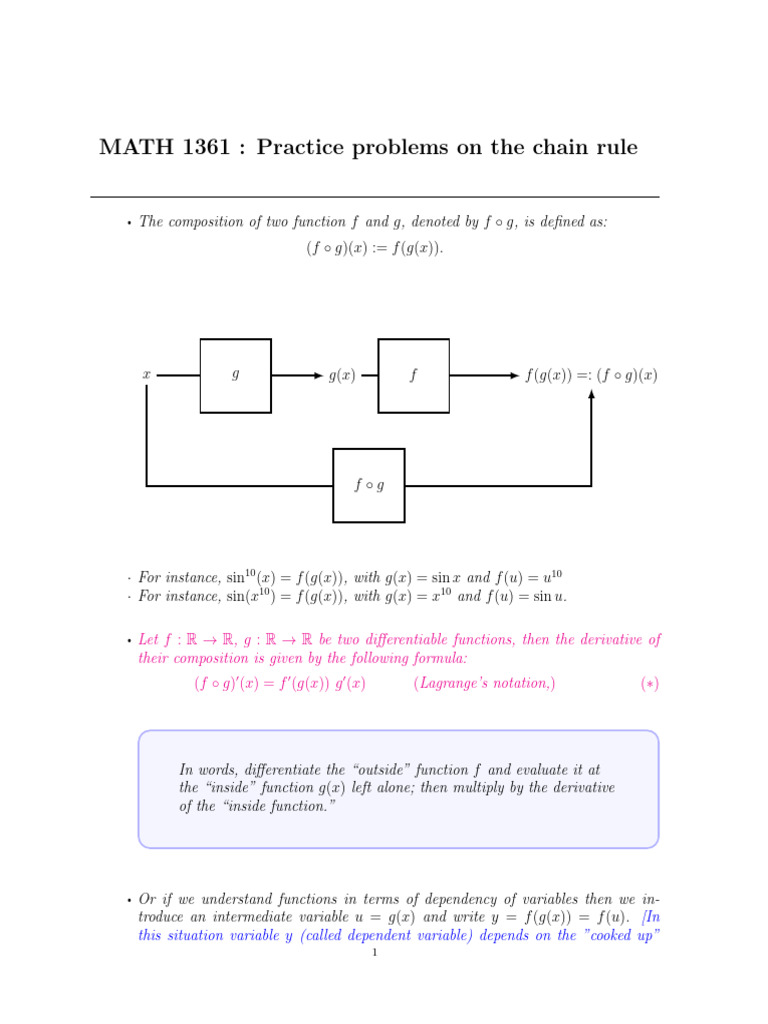 Chain Rule Practice Problems | PDF | Mathematical Logic | Differential ...